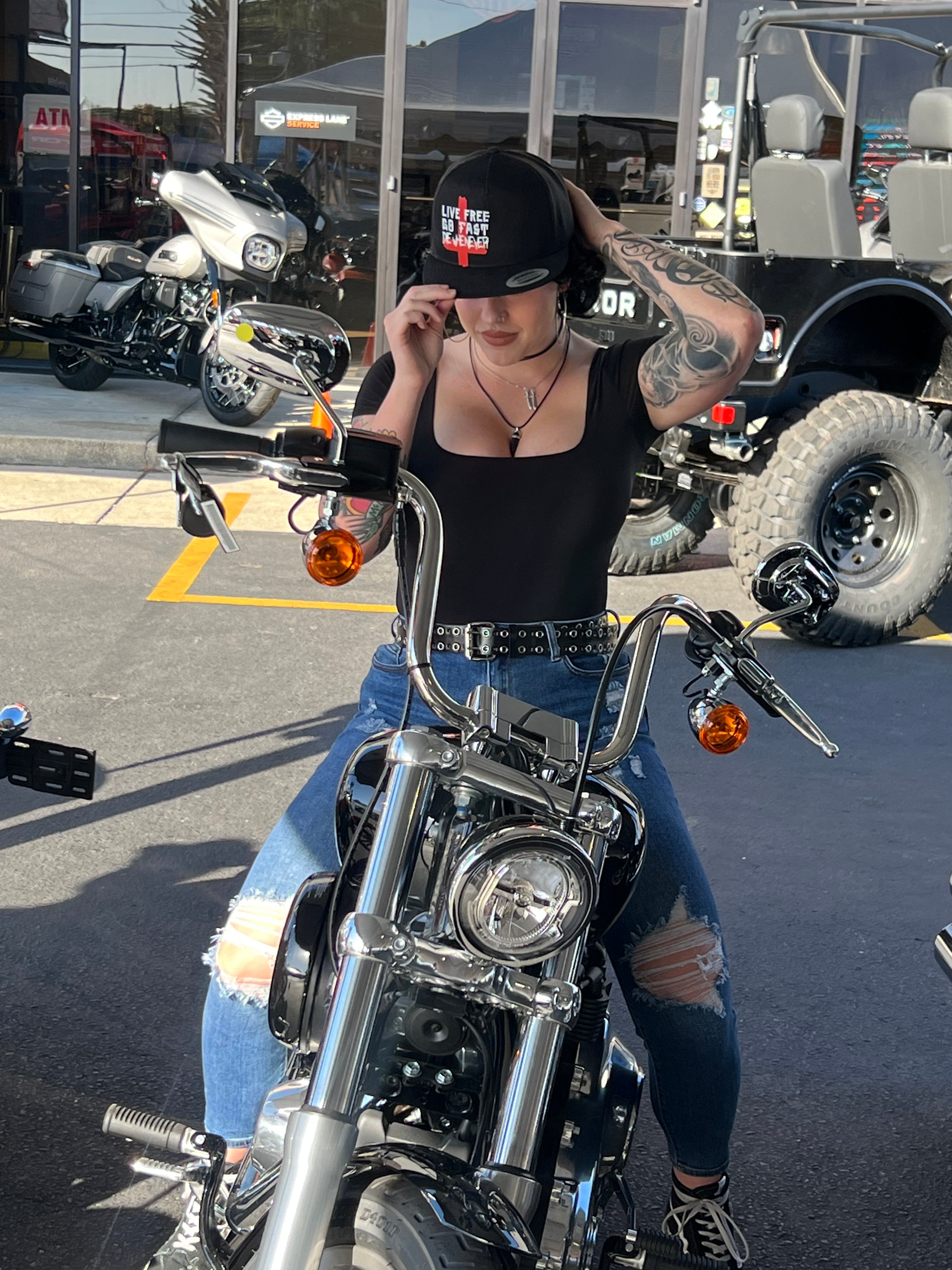 Live Free, Go Fast, Die Whenever Snap Back Hat – Burnouts Garage Apparel